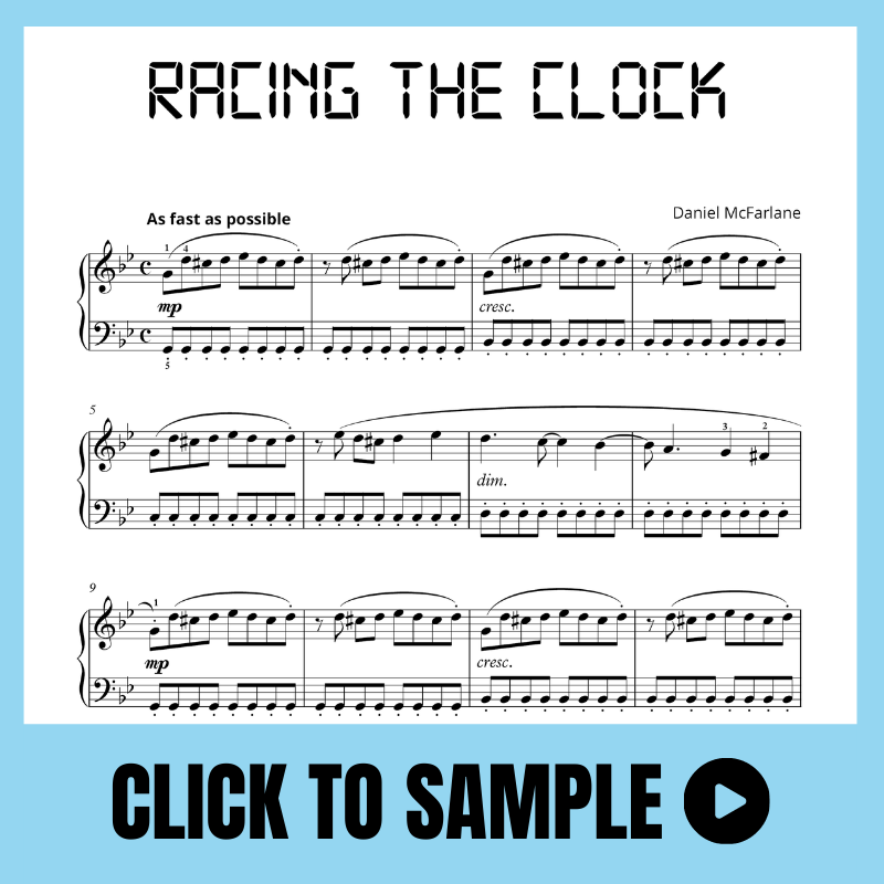 Racing the Clock (Late Elementary - Grade 1) - Supersonics Piano