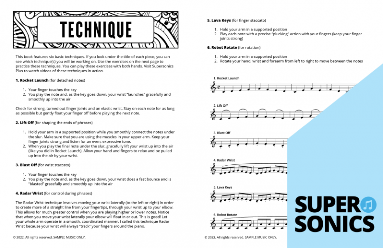 Reading and Technique - Supersonics Piano