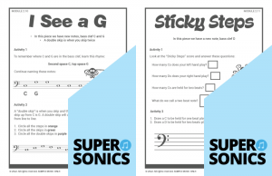 Level 1 worksheets - Supersonics Piano