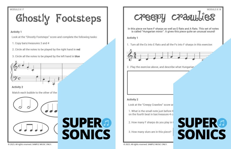 Level 2 worksheets - Supersonics Piano