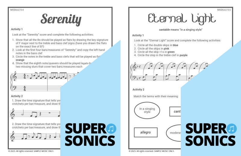 Level 2 worksheets - Supersonics Piano