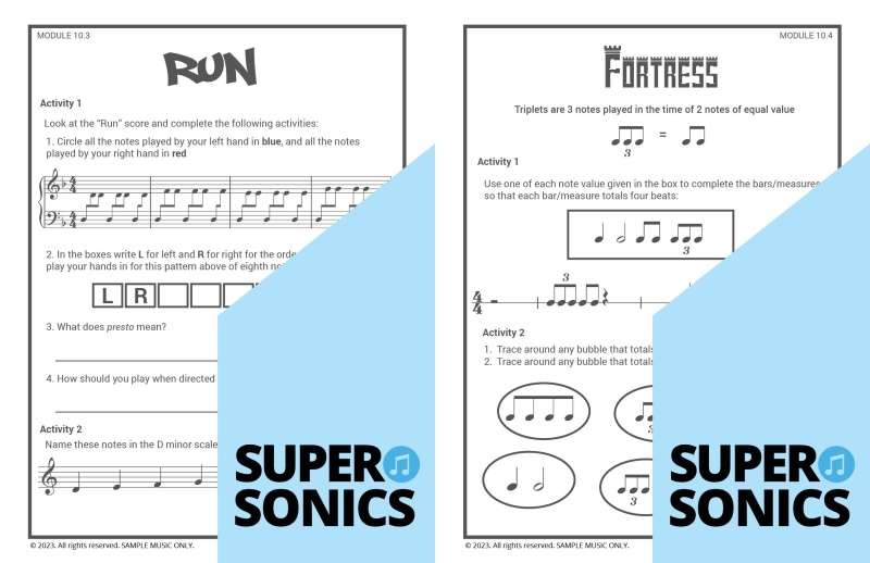 Level 2 worksheets - Supersonics Piano