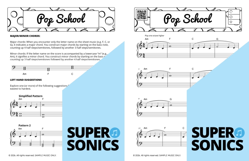 Supersonics Piano Method Pop School 1 - 2026