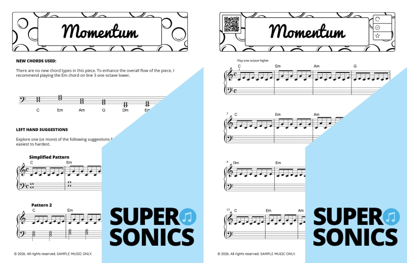 Supersonics Piano Method Pop School 1 - 2026